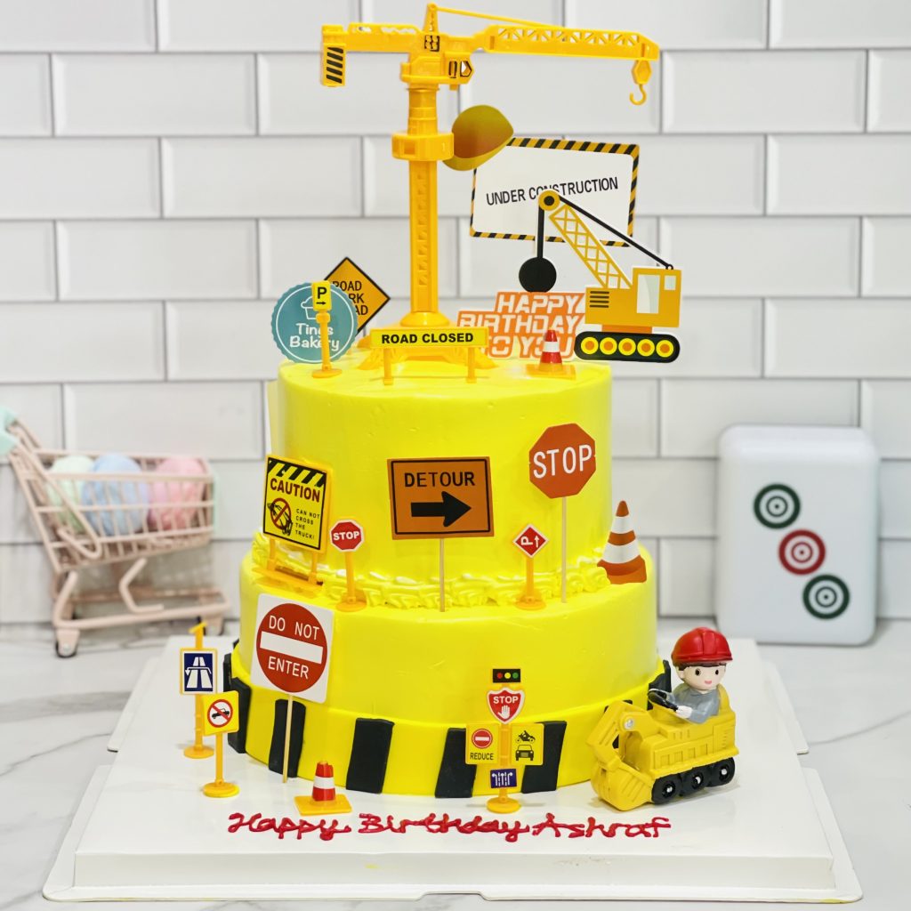 Yellow Construction Site Theme Cake